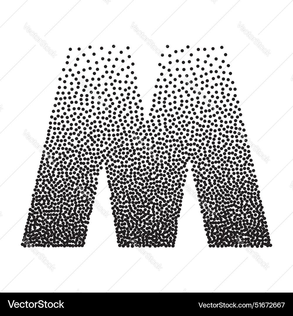 Halftone gradient grain letter m stipple Vector Image