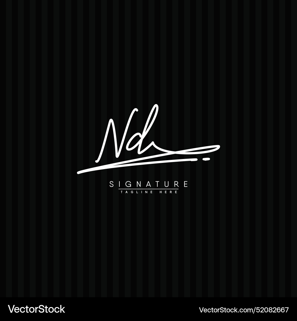 Handwritten signature logo for initial letter nd Vector Image