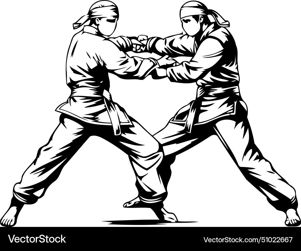 Karate kickial arts concept two fighters Vector Image