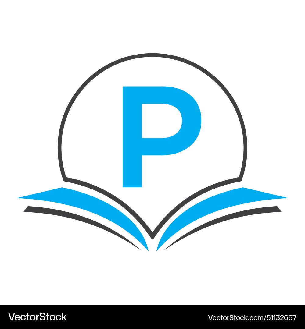 Monogram education logo on letter p concept Vector Image