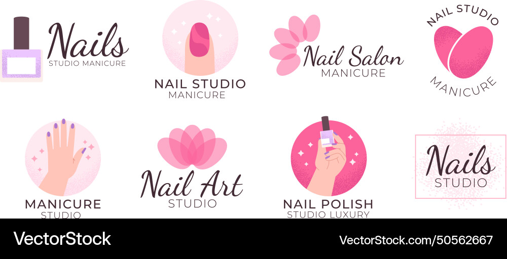 Nail design badges manicure salon decorative Vector Image