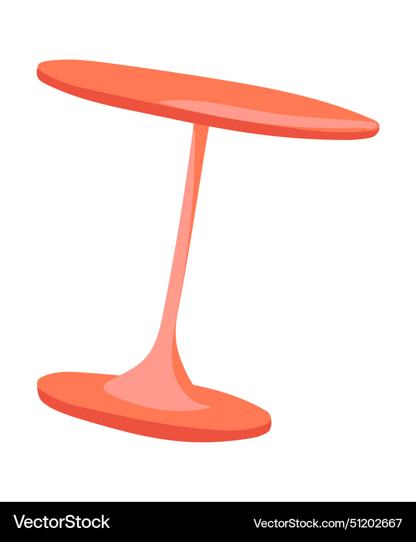 Red cafe table in flat design plastic round desk Vector Image