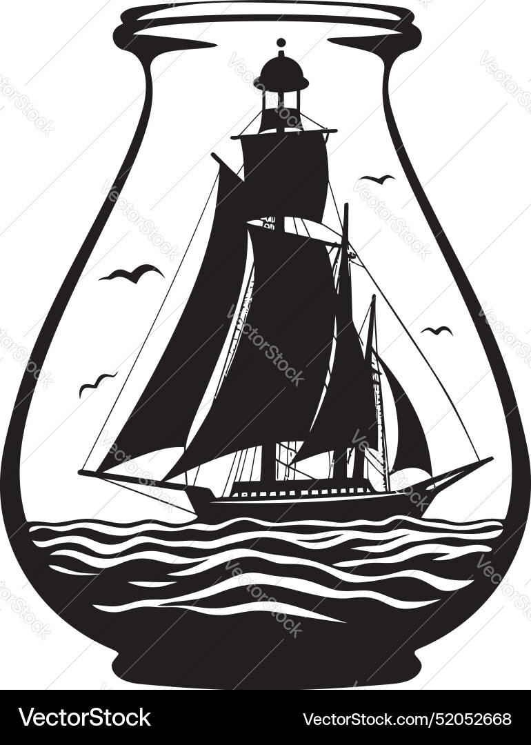 Bottled barque iconic black logo design Royalty Free Vector