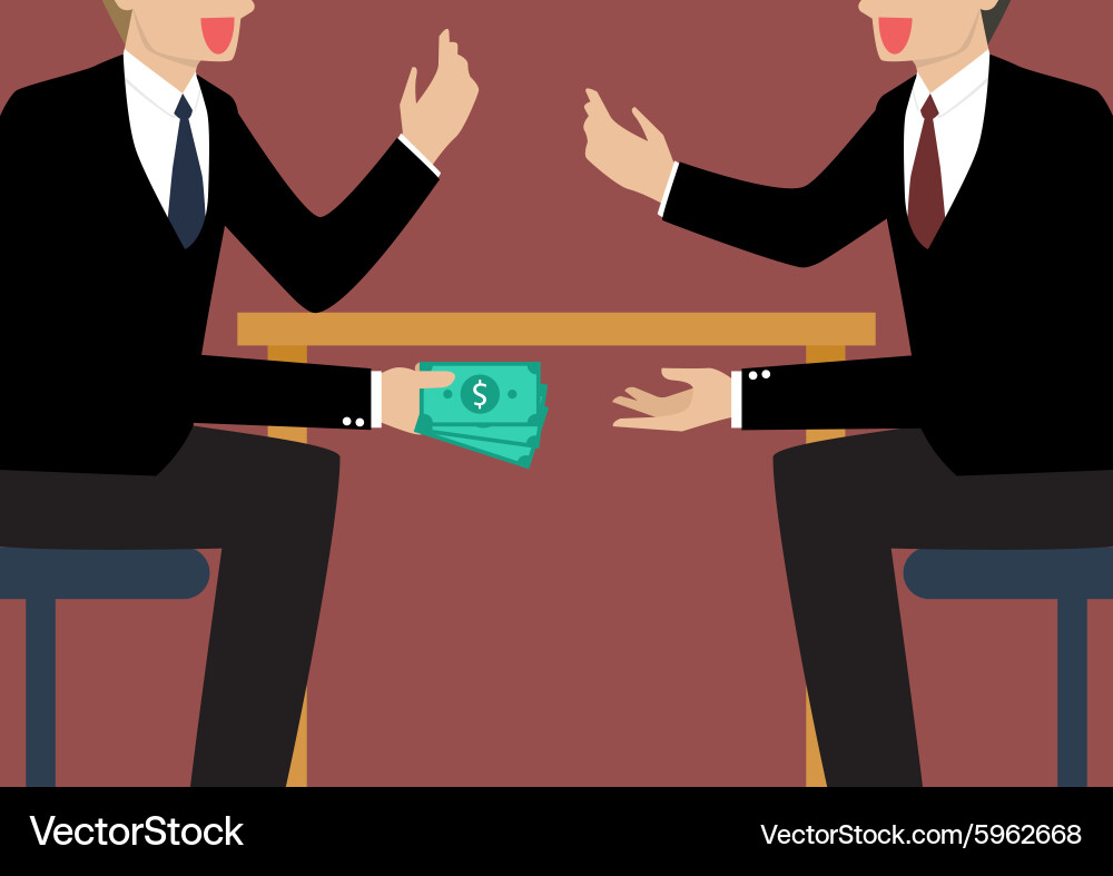 Businessmen passing money under the table Vector Image