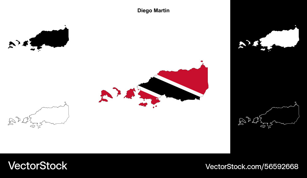 Diego martin outline map Royalty Free Vector Image
