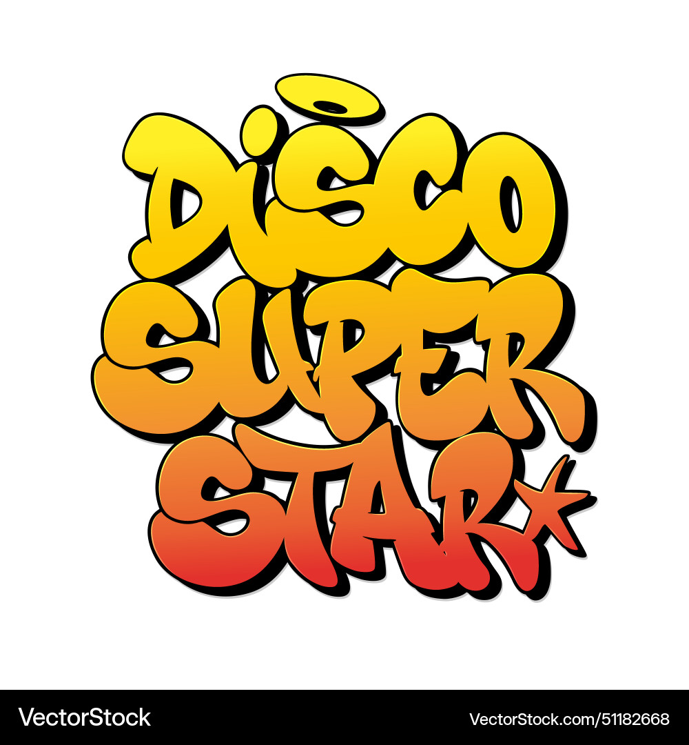 Disco super star font in graffiti style Royalty Free Vector