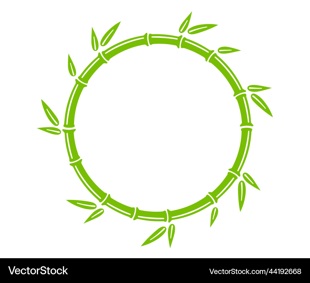 Green bamboo trunk circle frame natural round Vector Image