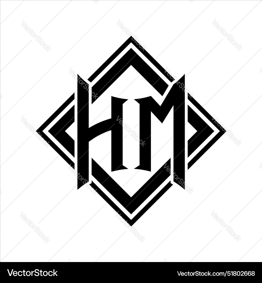 Hm letter logo with abstract shield shape Vector Image
