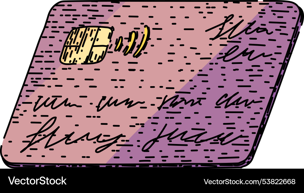 Interest credit card sketch hand drawn Royalty Free Vector