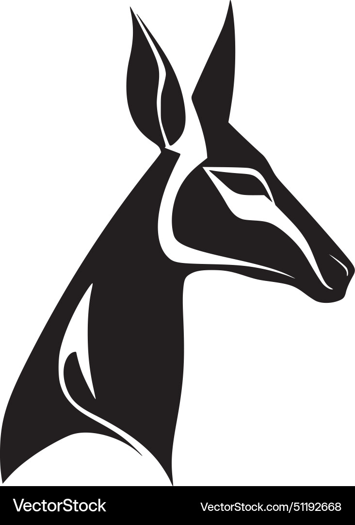 Kangaroo - black and white Royalty Free Vector Image
