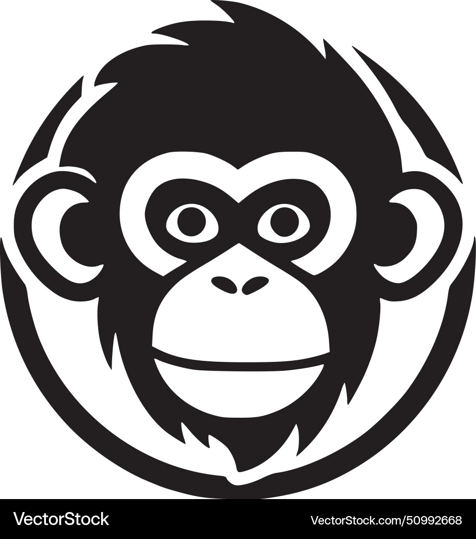 Monkey - black and white Royalty Free Vector Image