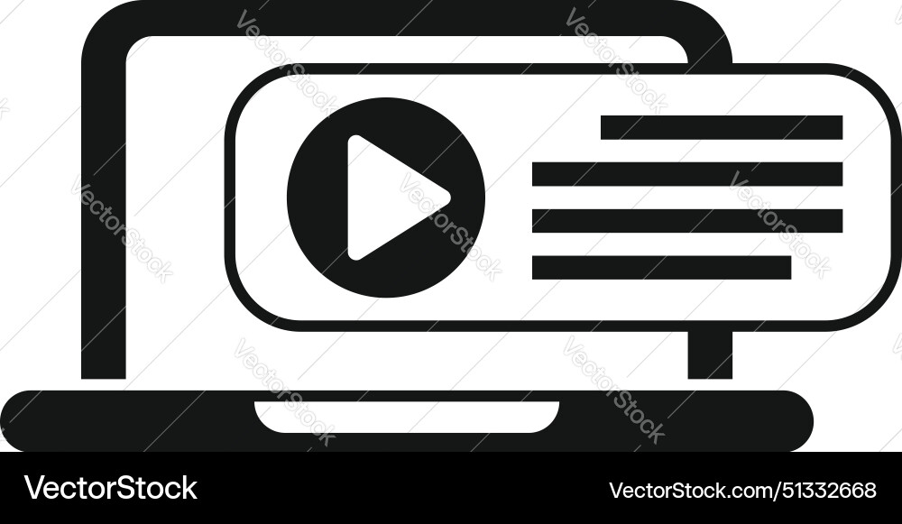 Online video play icon on laptop Royalty Free Vector Image