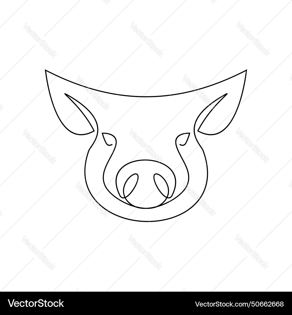 Pig single line drawing Royalty Free Vector Image