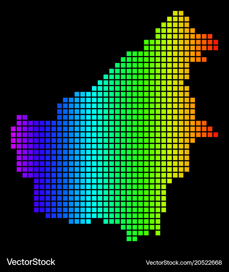 Spectrum Pixel dotted Borneo Inselkarte Lizenzfreier Vektor
