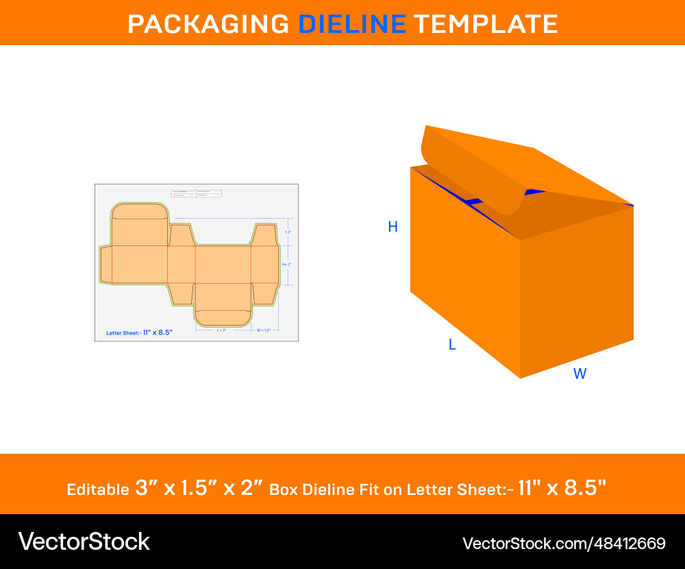 3x1.5x2 Inch Candle Box Template Royalty Free Vector Image