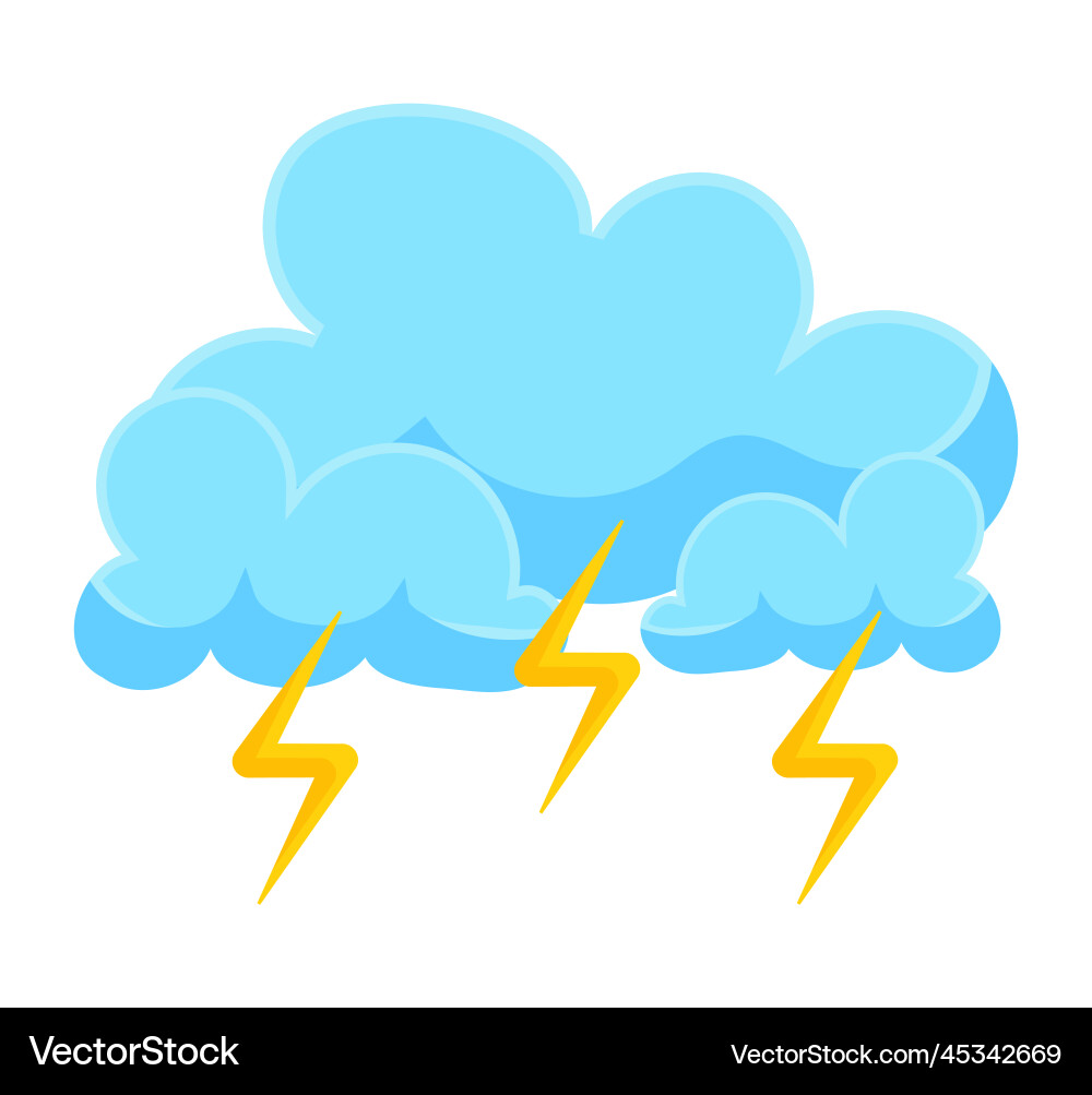 Blue clouds and lightning thunderstorm symbol Vector Image