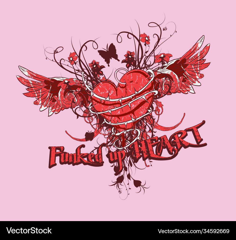 Funked up heart Royalty Free Vector Image - VectorStock