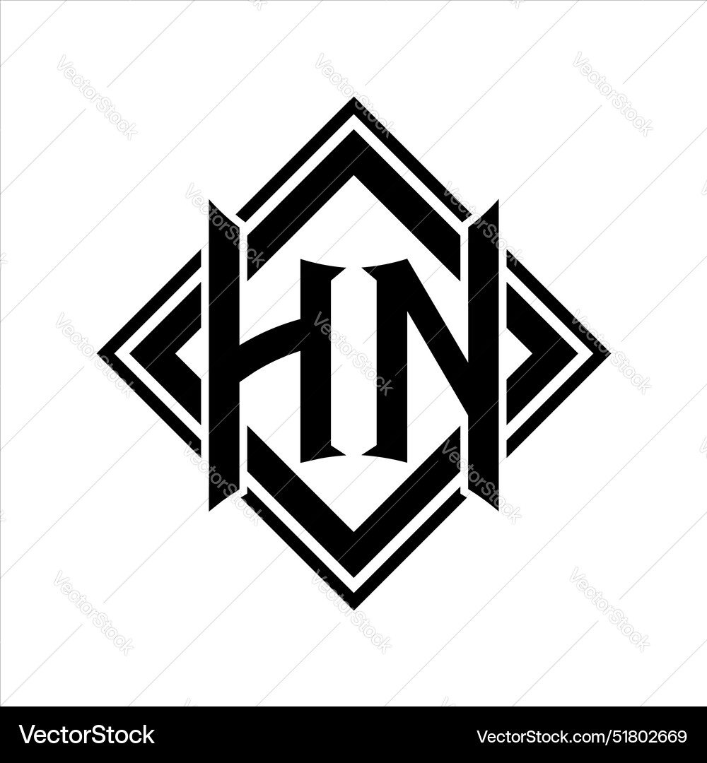 Hn letter logo with abstract shield shape Vector Image