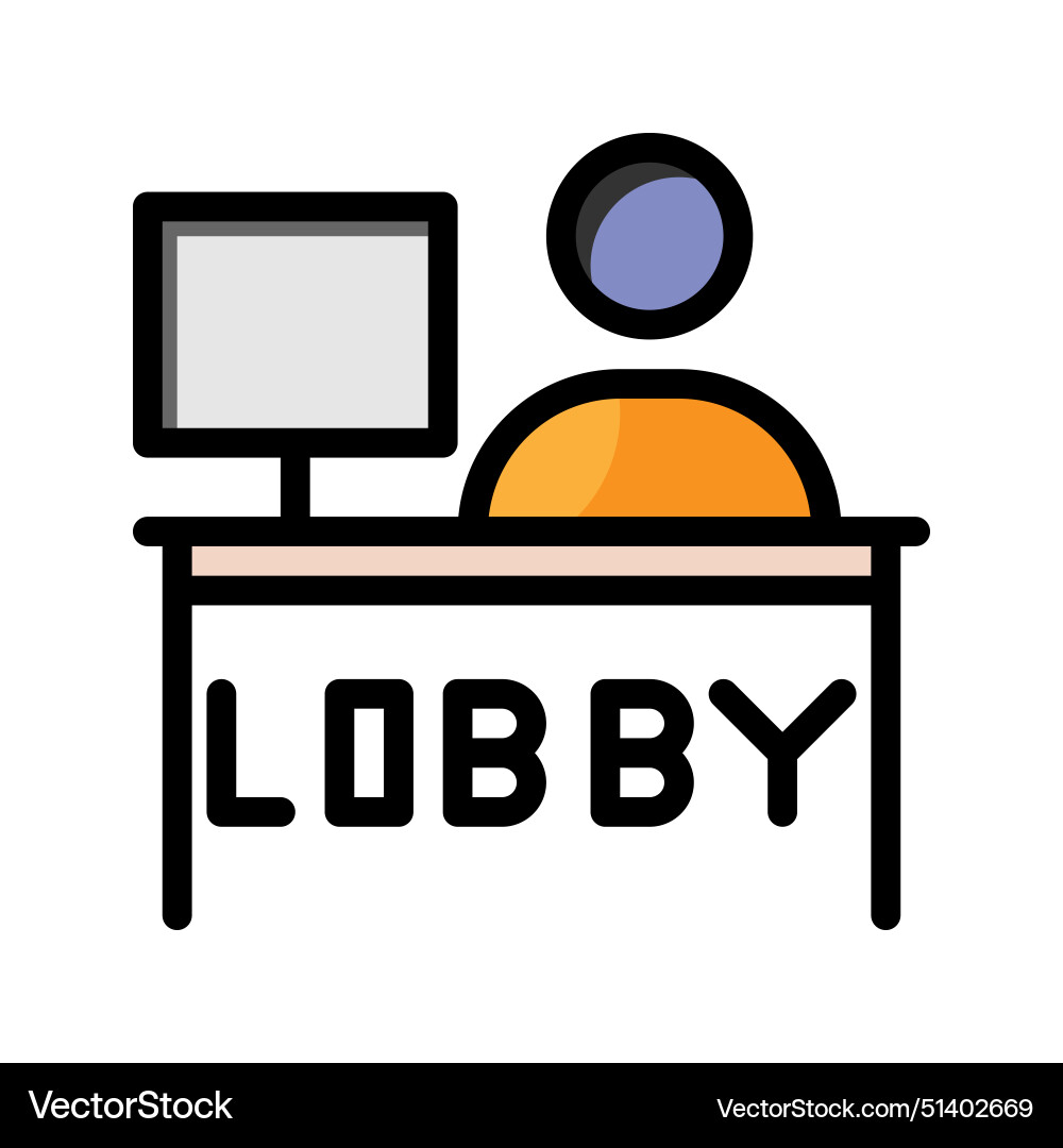Lobby flat icon editable reception desk symbol Vector Image