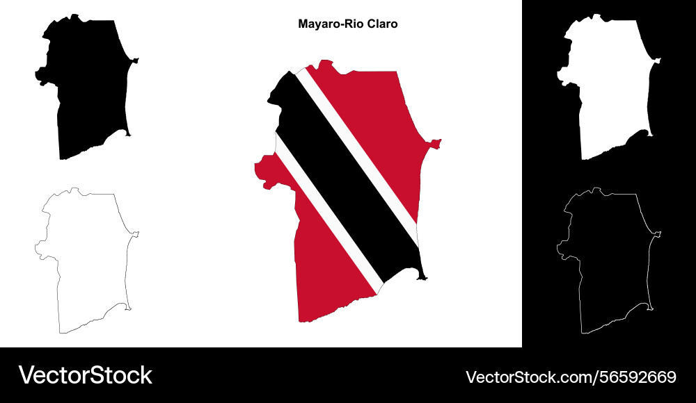 Mayaro-rio claro outline map Royalty Free Vector Image