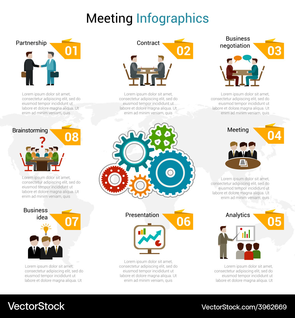 Meeting infographics set Royalty Free Vector Image