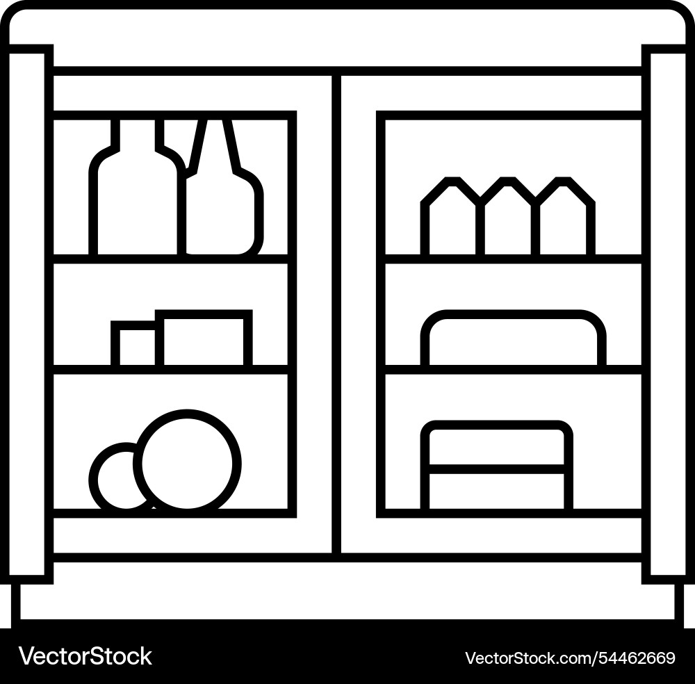 Mini bar hospitality hotel line icon Royalty Free Vector