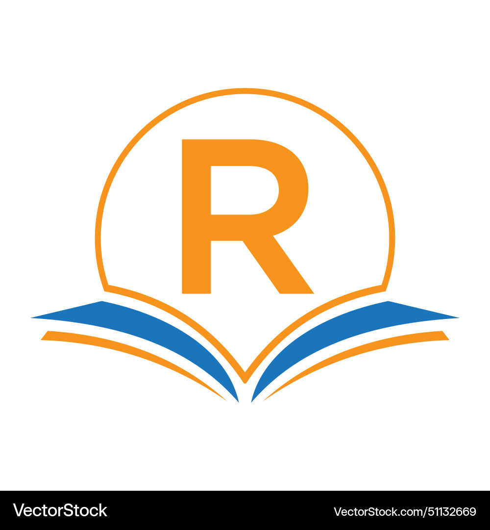 Monogram education logo on letter r concept Vector Image