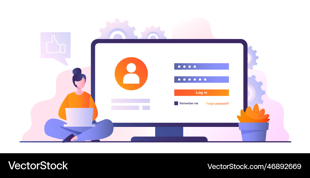 Person login concept Royalty Free Vector Image