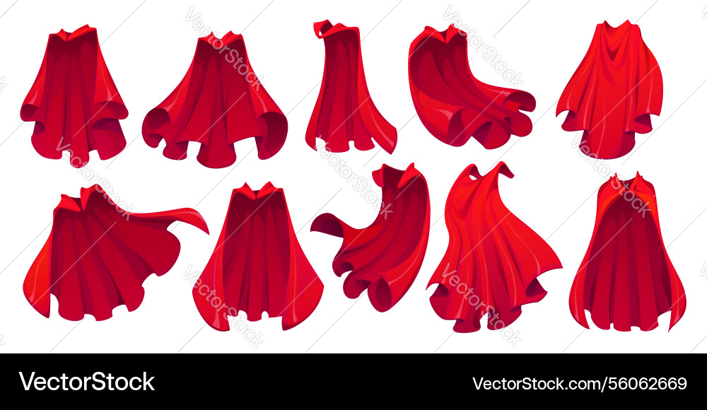Red superhero cape hero cloak and magic mantle Vector Image