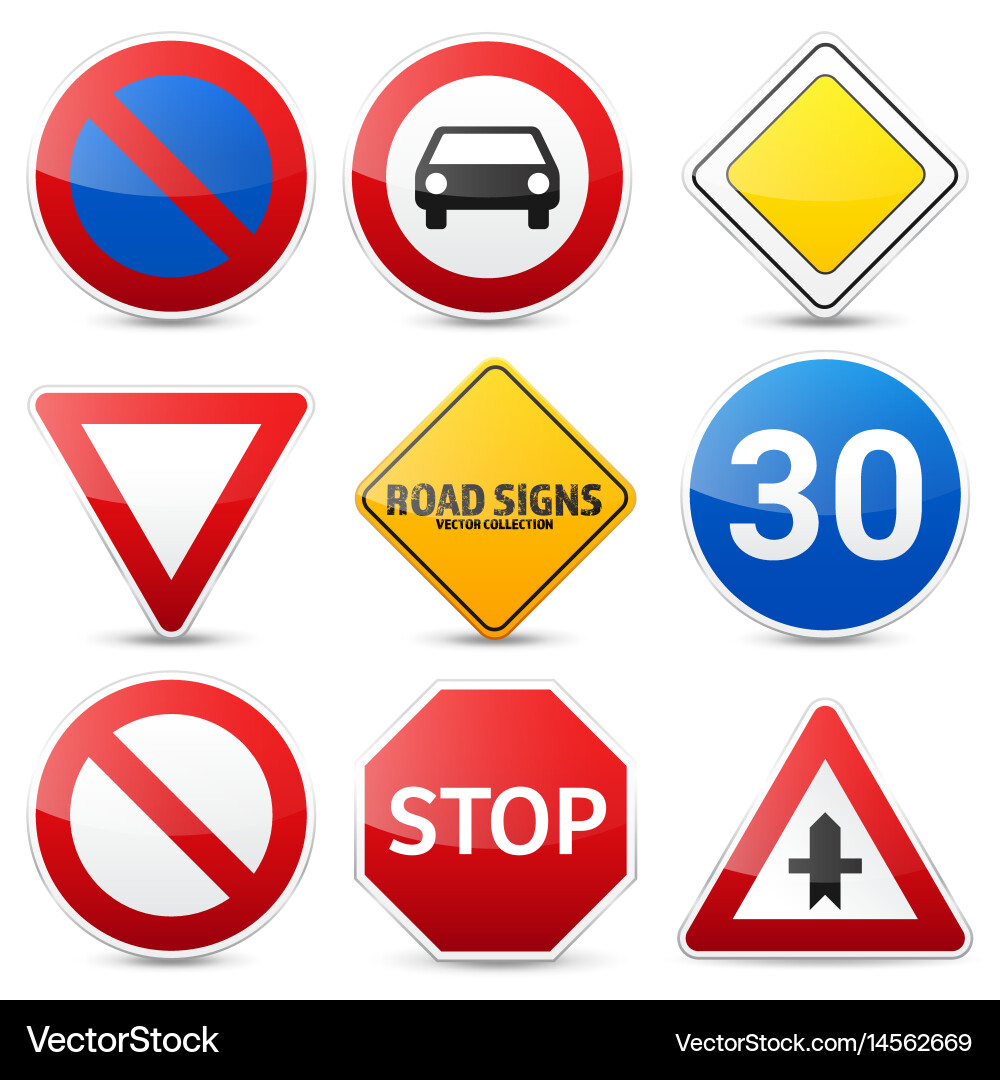 Road signs collection isolated on white background