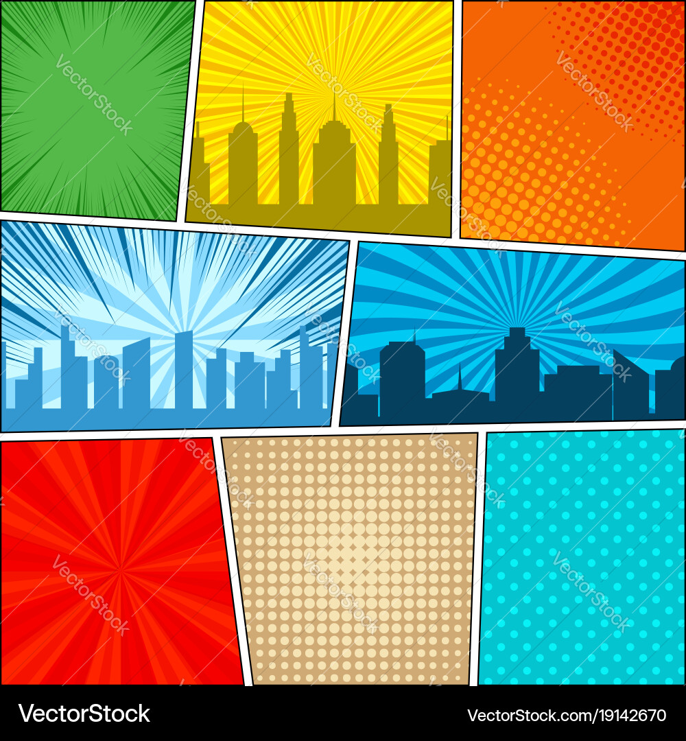 Comic Book Night City Background Royalty Free Vector Image