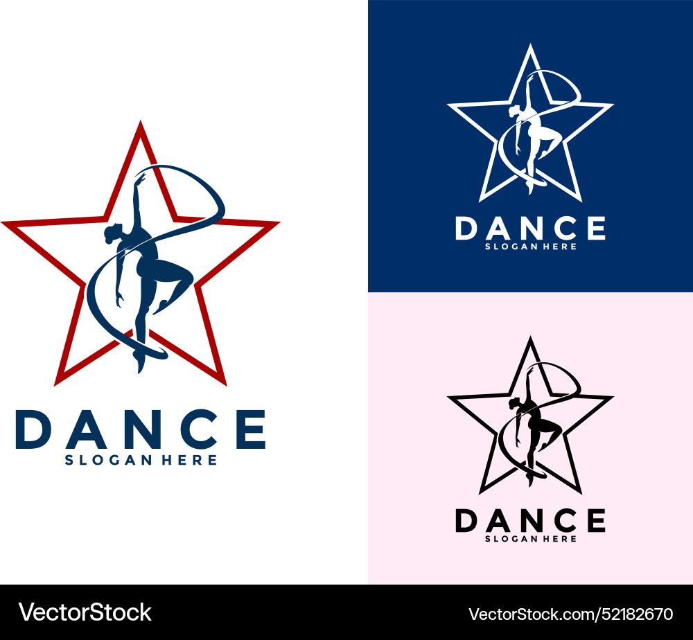 Creative female dance art with star logo icon Vector Image
