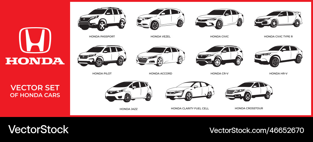 Honda Car Silhouettes Royalty Free Vector Image
