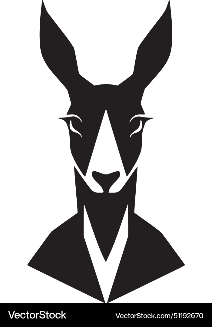 Kangaroo - black and white Royalty Free Vector Image