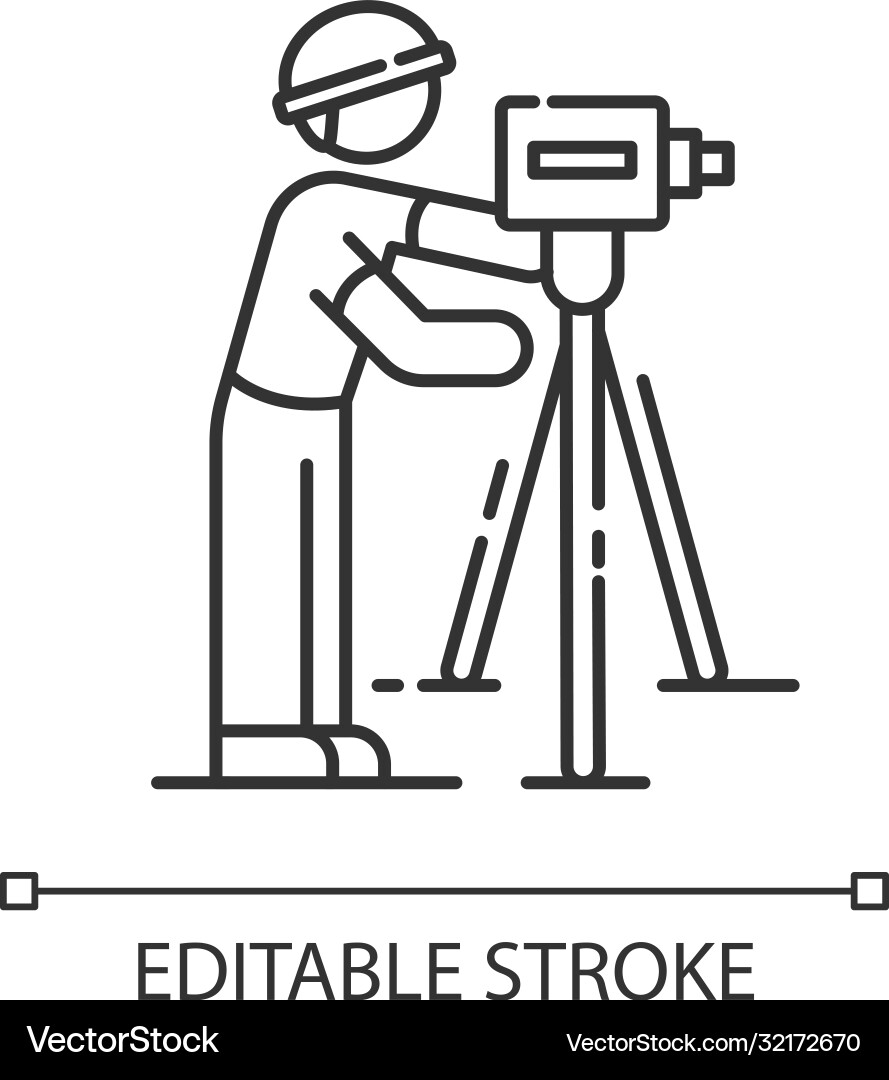 Land Surveying Pixel Icon Royalty Free Vector Image