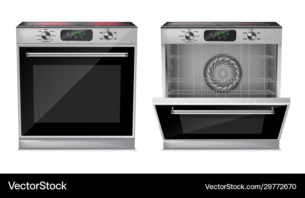 Realistic oven with induction cooktop Royalty Free Vector