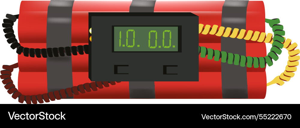 Red dynamite time bomb with digital timer Vector Image
