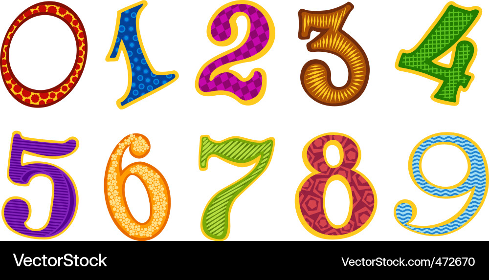 Set of cartoon number Royalty Free Vector Image