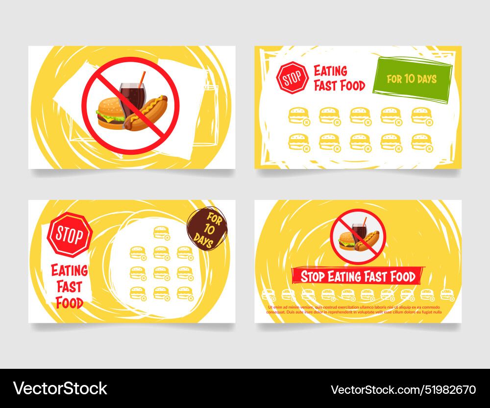 Stop eating fast food tracking card habit tracker Vector Image