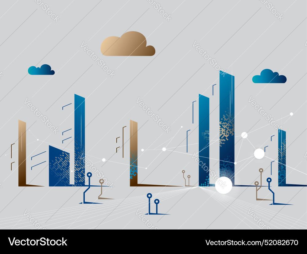 Technology cityscape graphic Royalty Free Vector Image