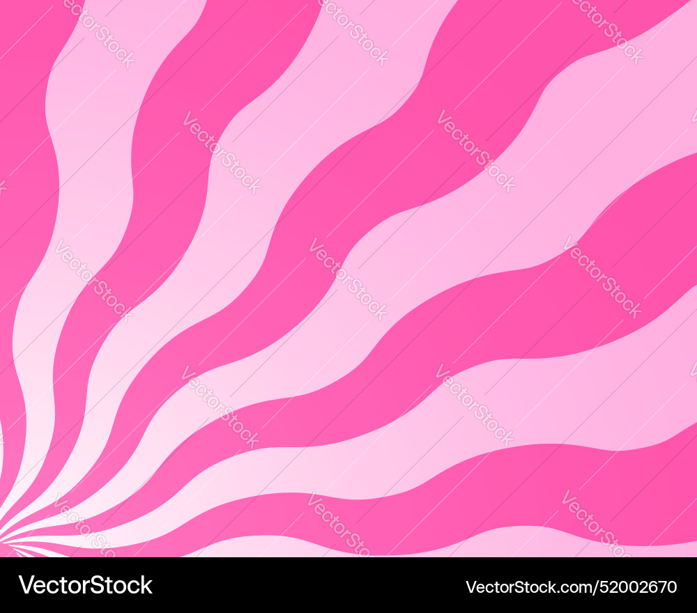 Wavy pink radial stripes corner background Vector Image