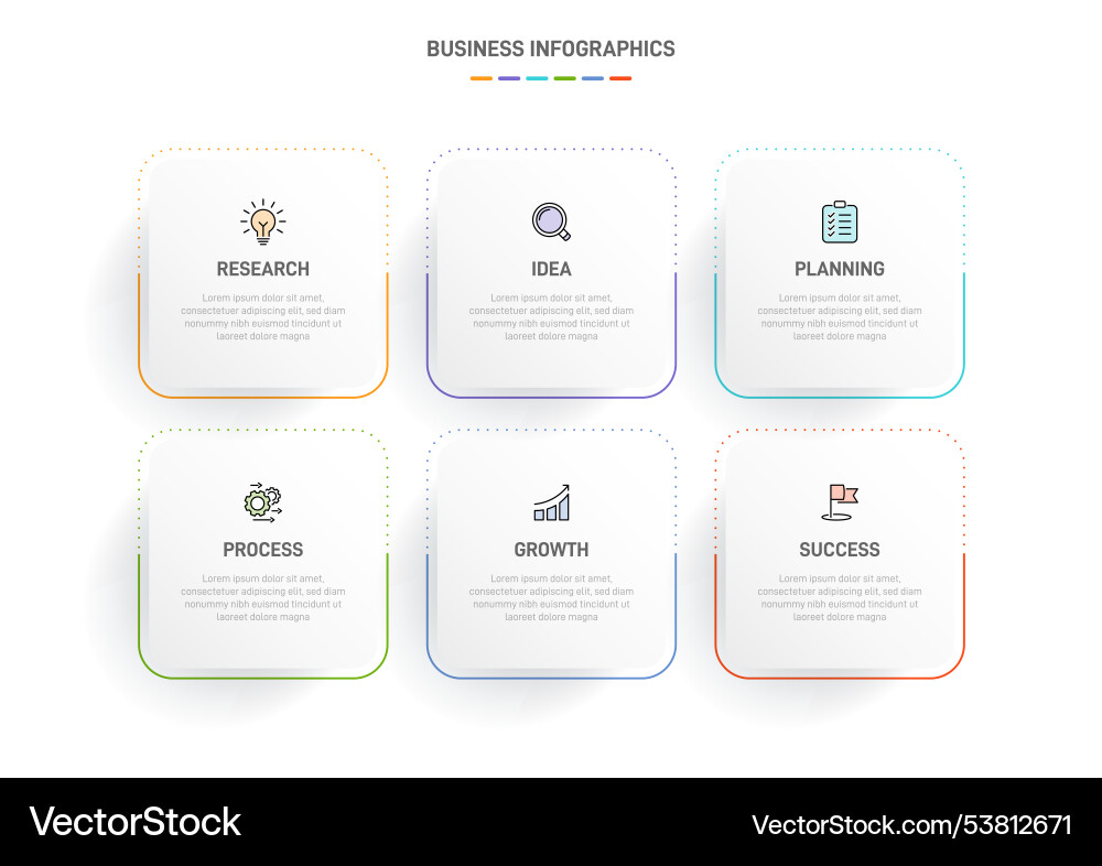 6 clean infographic design shaped elements Vector Image