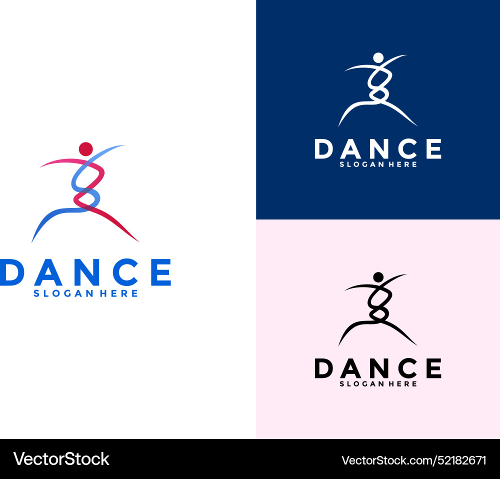 Abstract people dance logo colorful Royalty Free Vector