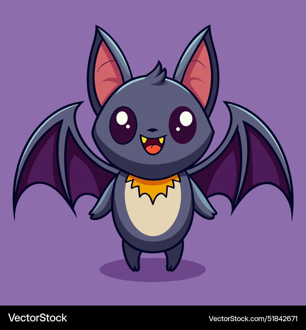 Cute bat cartoon icon Royalty Free Vector Image