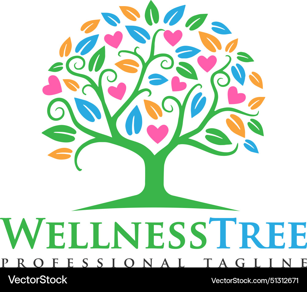 Love hope wellness tree logo design Royalty Free Vector