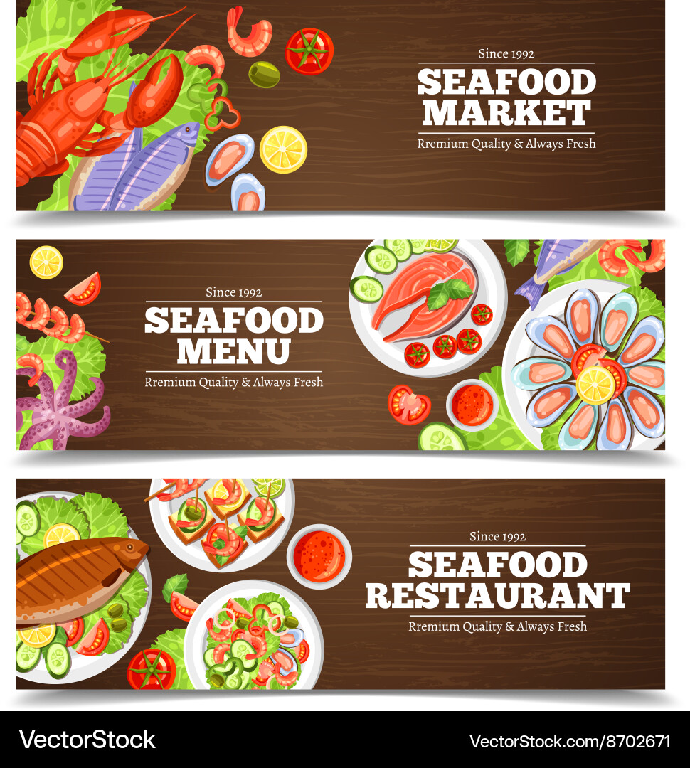 Seafood banners design Royalty Free Vector Image
