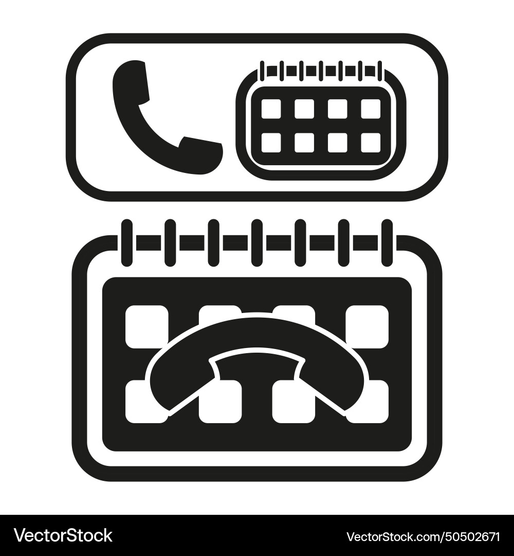 Telephone and calendar icon schedule call Vector Image