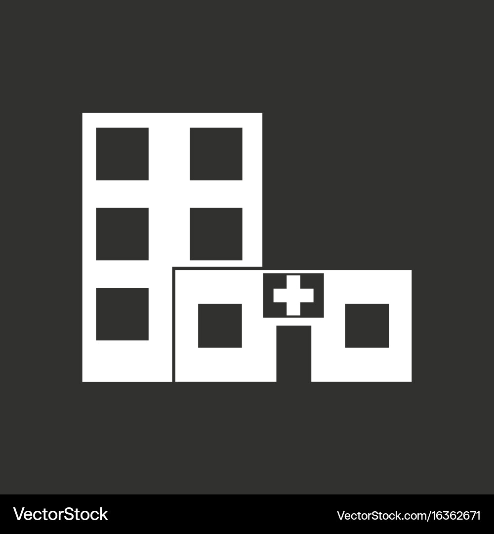White icon on black background hospital building Vector Image