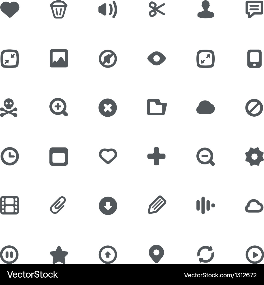 36 simple icons with media file features Vector Image