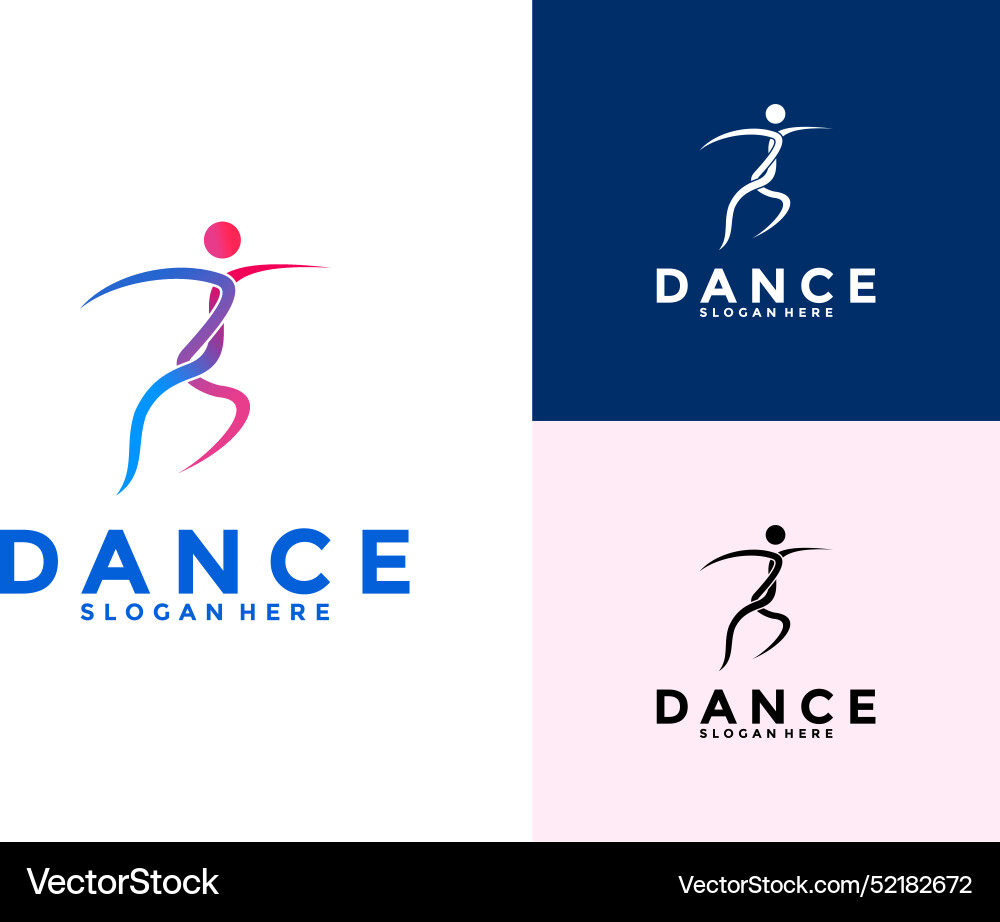 Abstract people dance logo colorful Royalty Free Vector